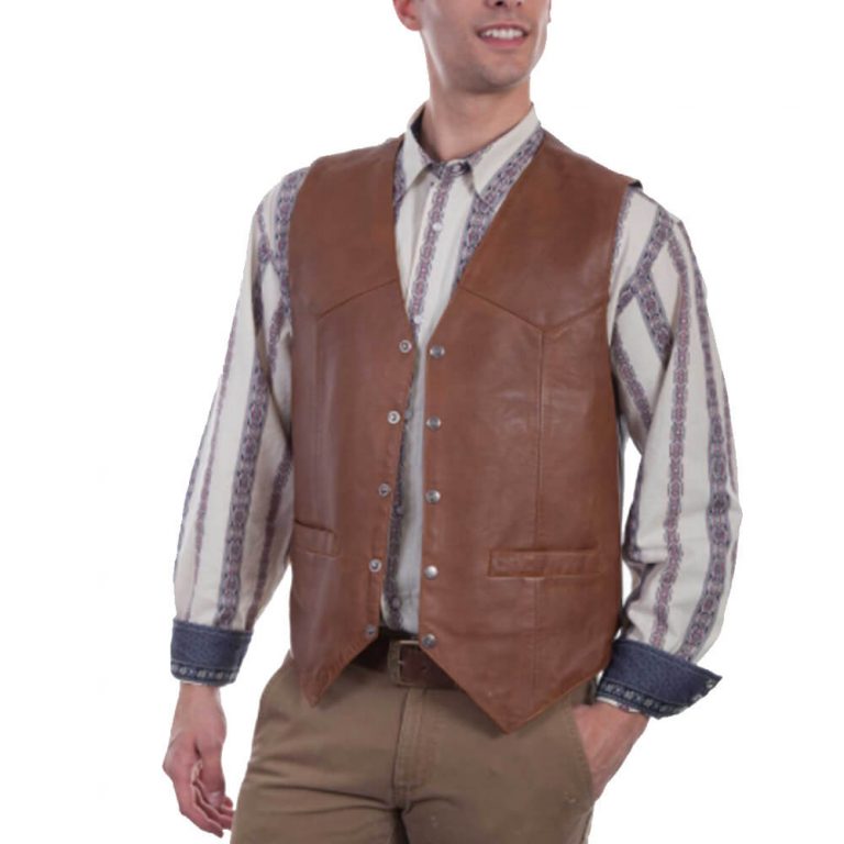 Scully Men's Dark Cognac Smooth Lamb Vest - Stampede Tack & Western Wear