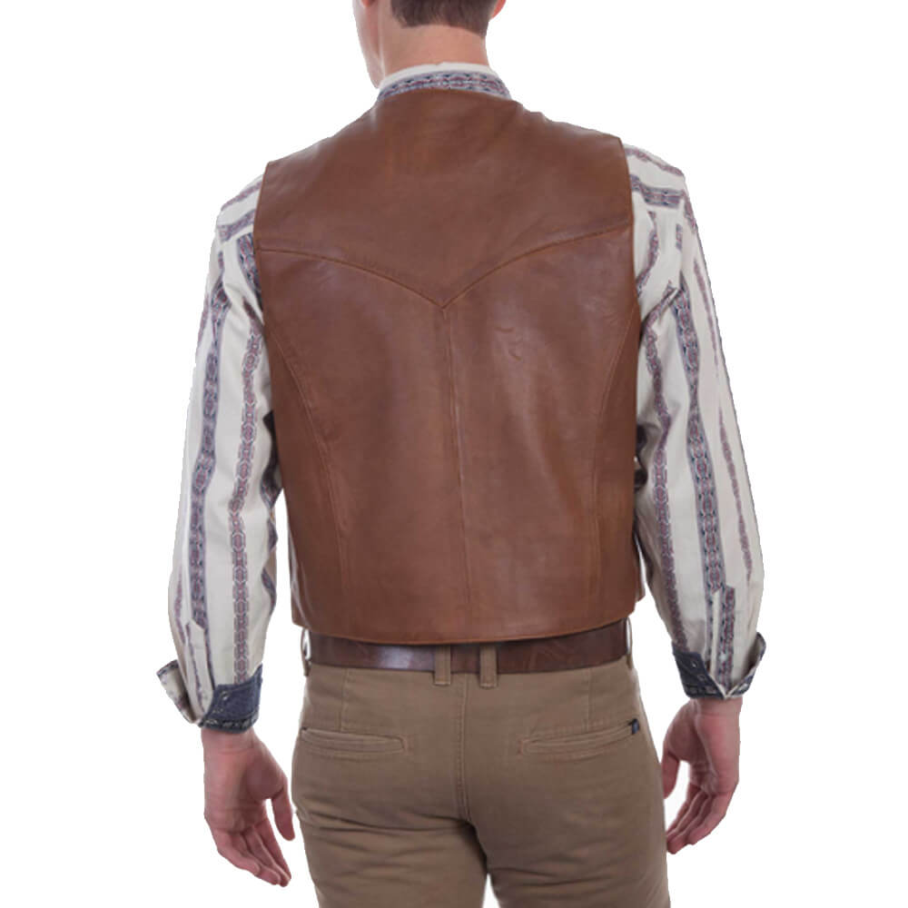 Scully Men's Dark Cognac Smooth Lamb Vest - Stampede Tack & Western Wear