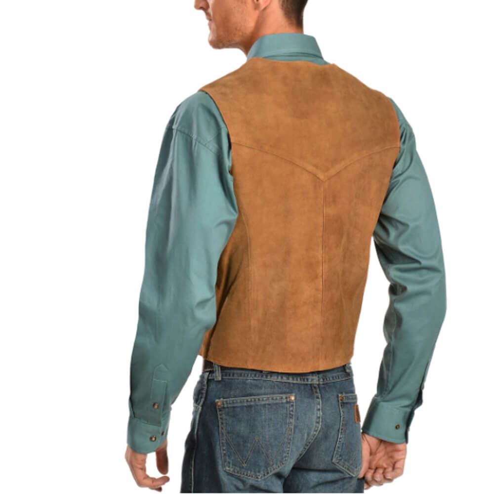 Scully Men's Rustic Tan Suede Snap Front Vest - Stampede Tack & Western ...